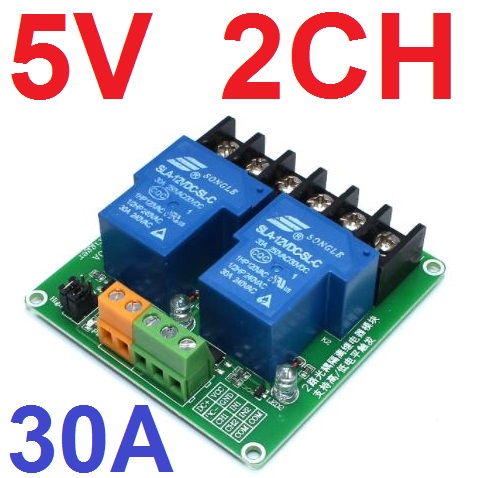 รีเลย์ 5V Relay 5V 2CH 30A with optocoupler isolation support high and ...