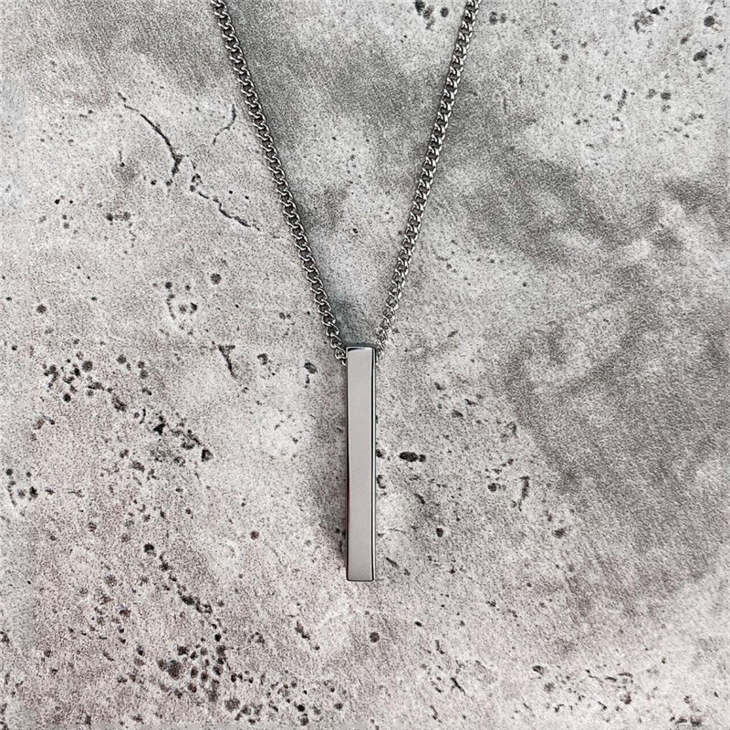 Fashionable Rectangular Men's Pendant Necklace Classic Stainless Steel ...