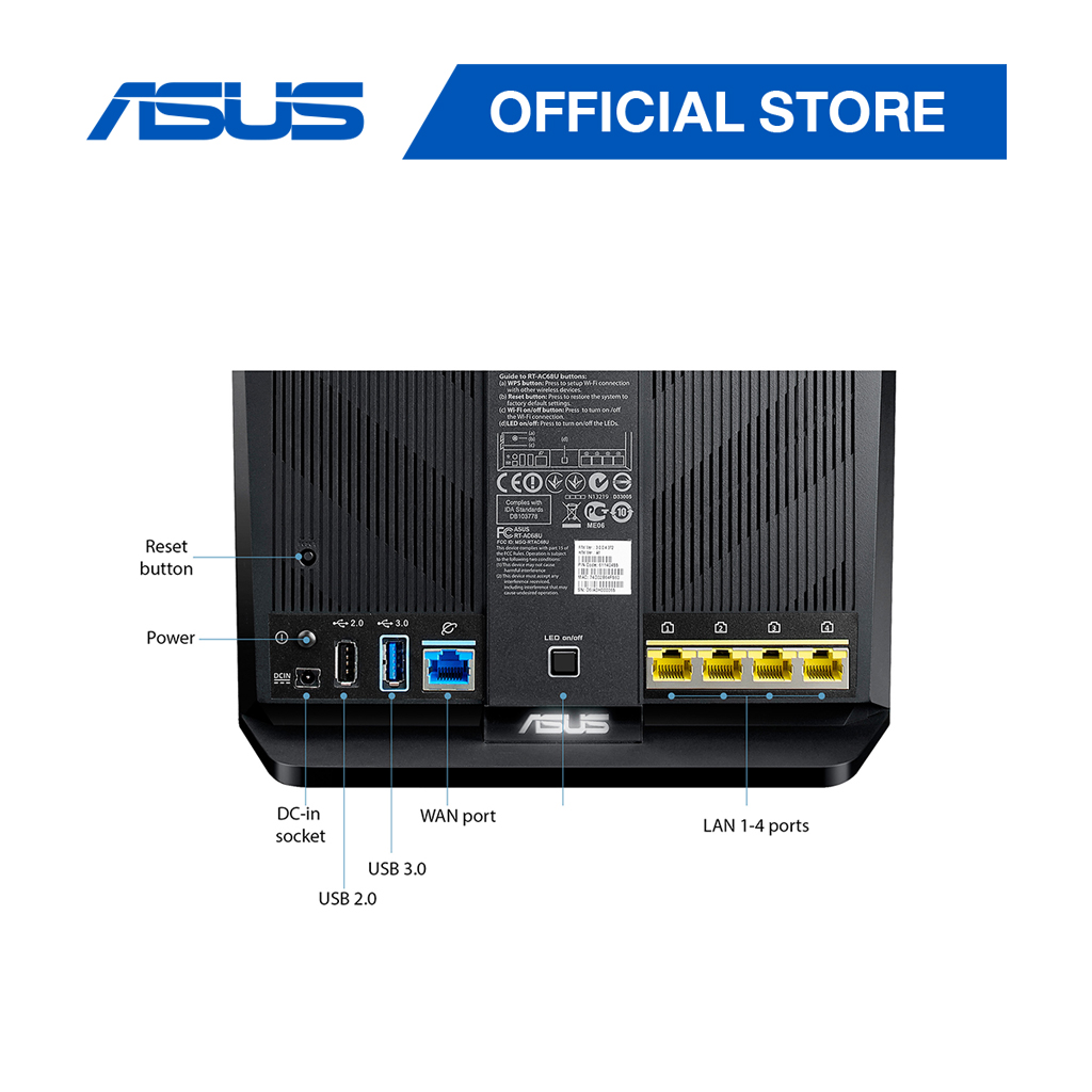 Asus Router (RT-AC68U) AC1900 Dual Band Gigabit WiFi Router, AiMesh for ...
