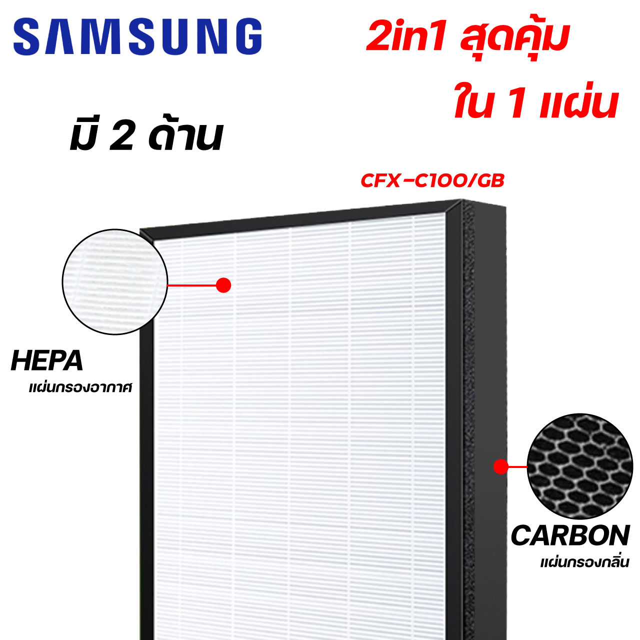 แผ่นกรองเครื่องฟอกอากาศ Samsung Blue Sky AX7500 AX90R7080WD/ST แผ่นกรอง ...