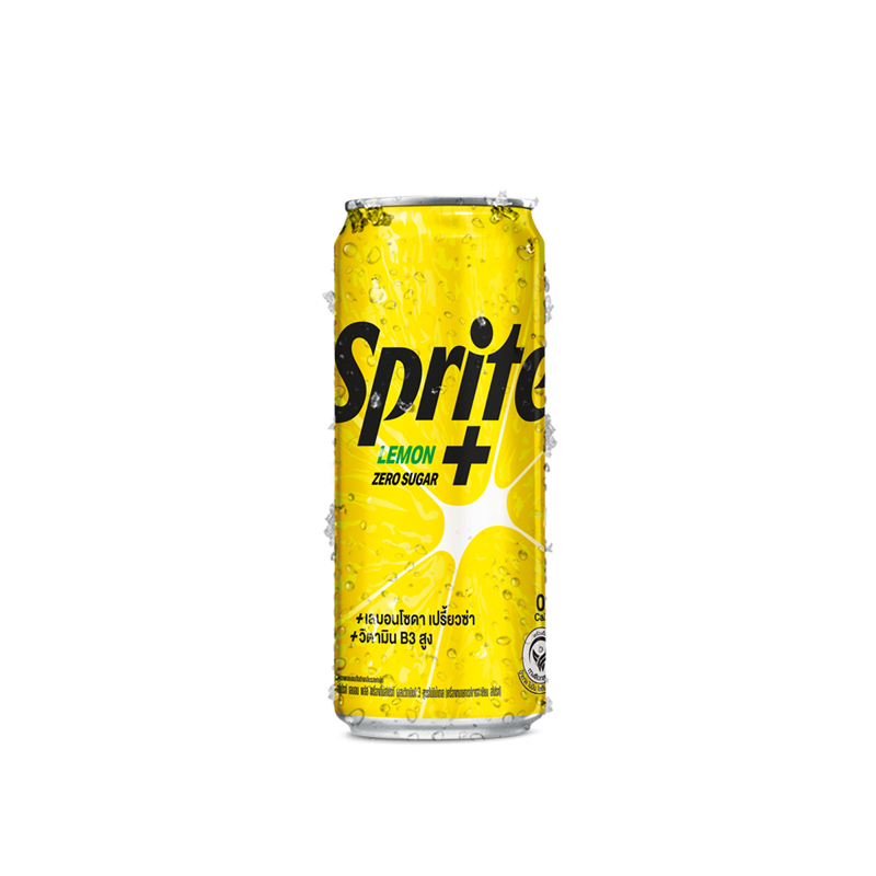สไปรท์ เลมอนพลัส สูตรไม่มีน้ำตาล 325มล. 24 กระป๋อง Sprite Lemon Plus ...