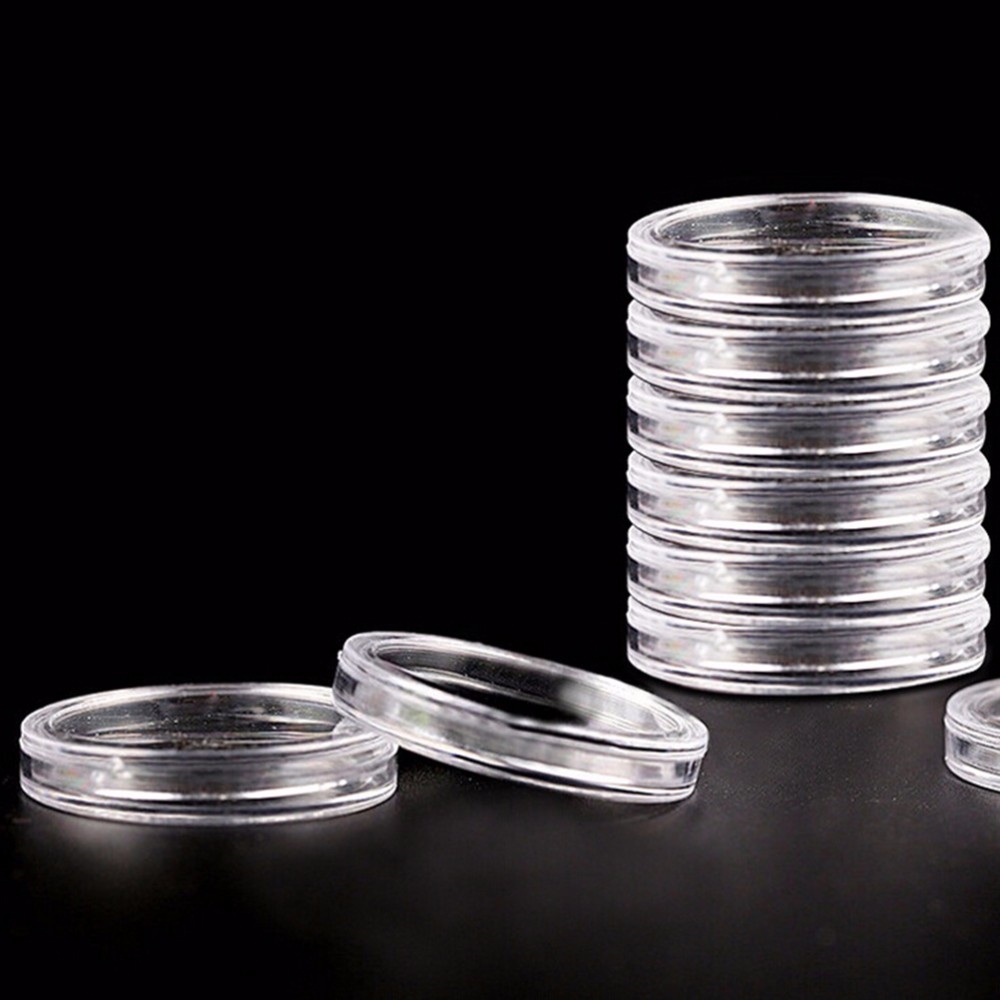 10Pcs 18-50mm Coin Cases Capsules Holder Clear Plastic Round Storage ...