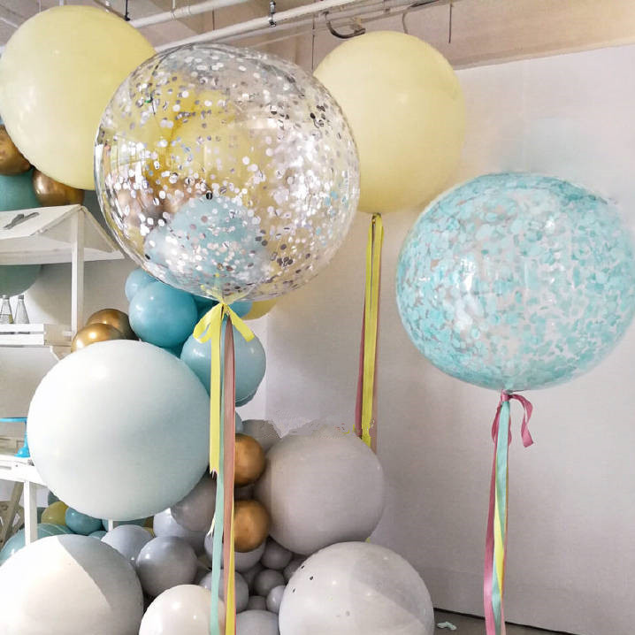 DIY I Love You Happy Birthday Sticker Balloon PVC Clear Confetti Helium ...