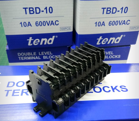 เทอร์มินอล TBD-10 10A/600VAC (1แถว/10ชิ้น) เทอร์มินอล 2ชั้น TBD-10 พร้อมฝาปิดท้าย Terminal Block ...