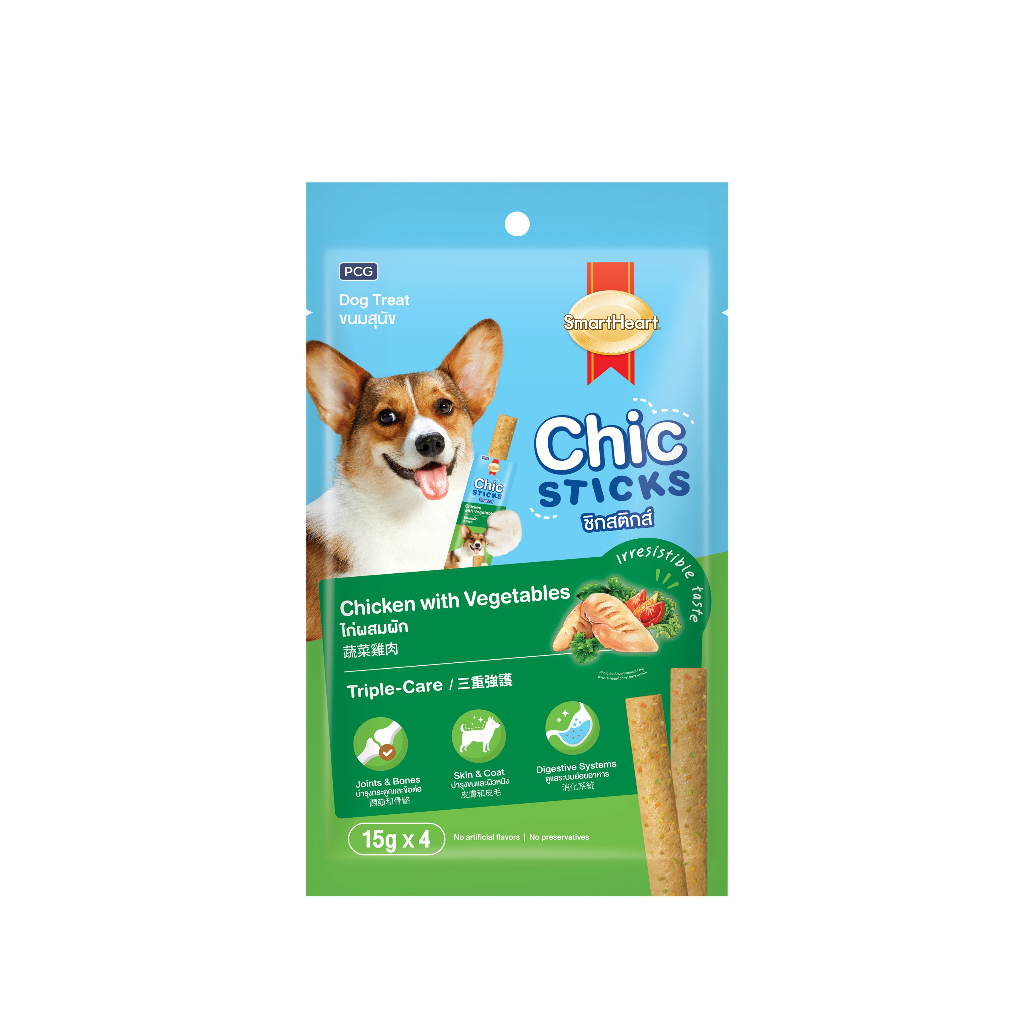 SmartHeart Chic Sticks ขนมสุนัข สมาร์ทฮาร์ท ชิกสติกส์ (ขนาด15gx4 ซอง ...