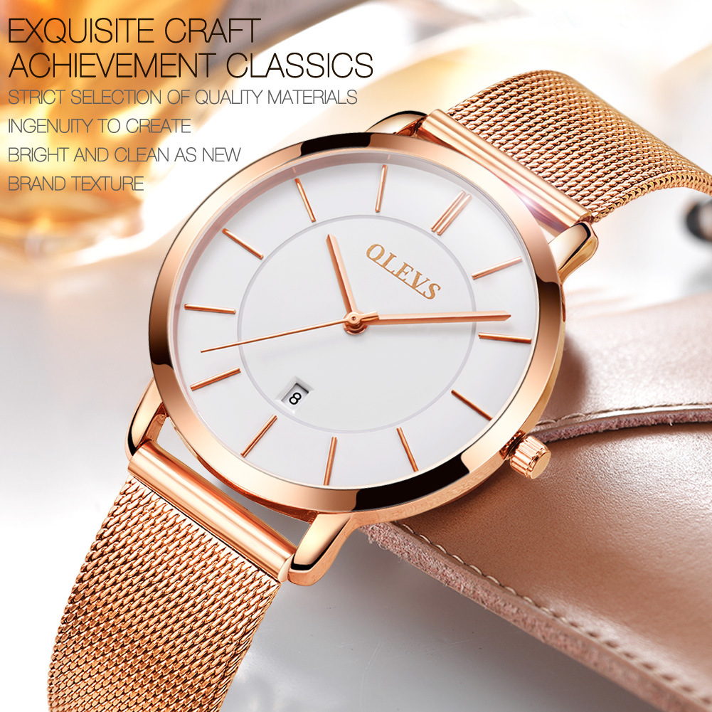 OLEVS Rose gold thin waterproof quartz movement female Watch - Baby ...