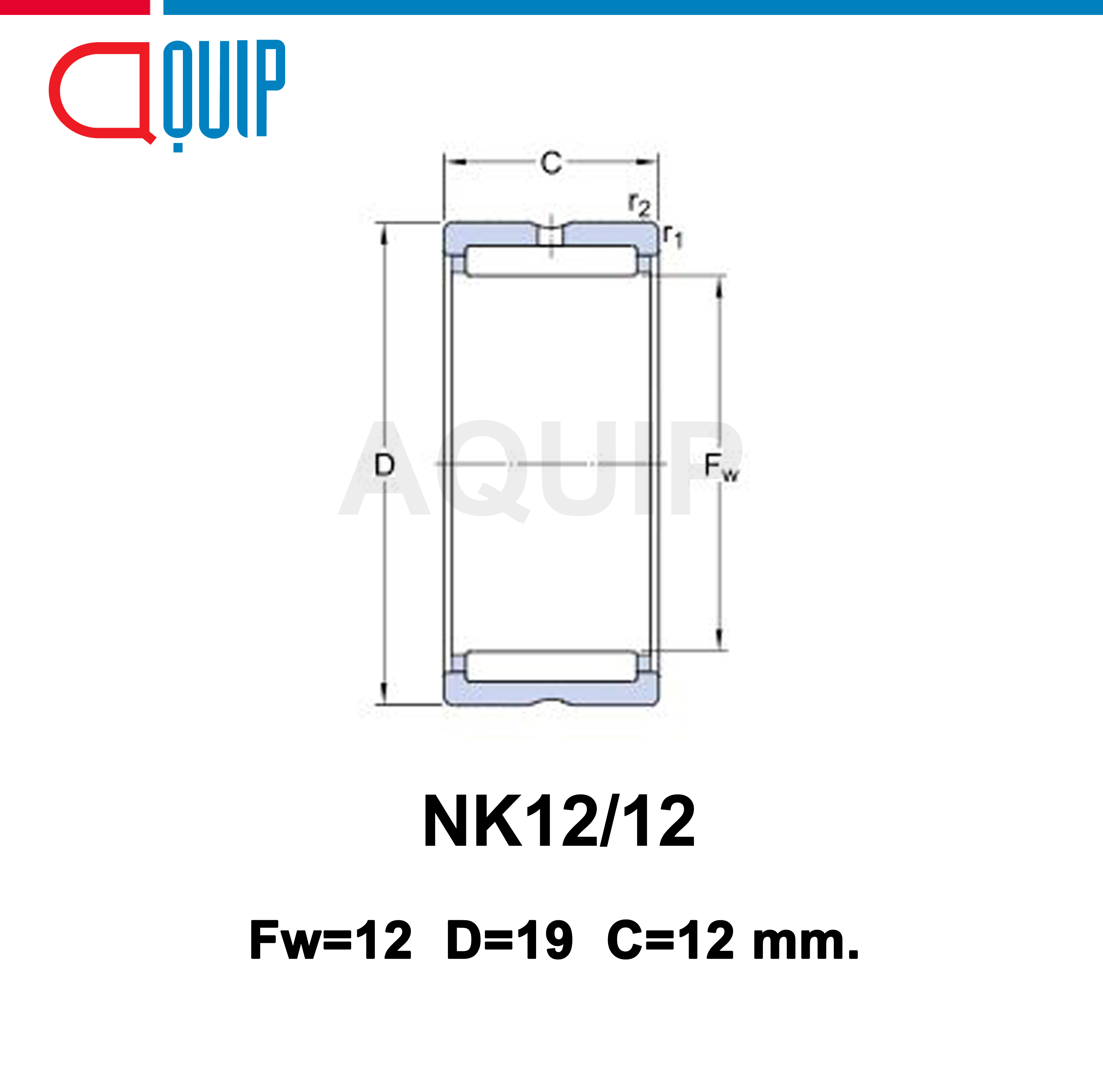 NK12/12 SBC ตลับลูกปืนเม็ดเข็ม NK 12/12 ( Needle Roller Bearing ) NK12 ...