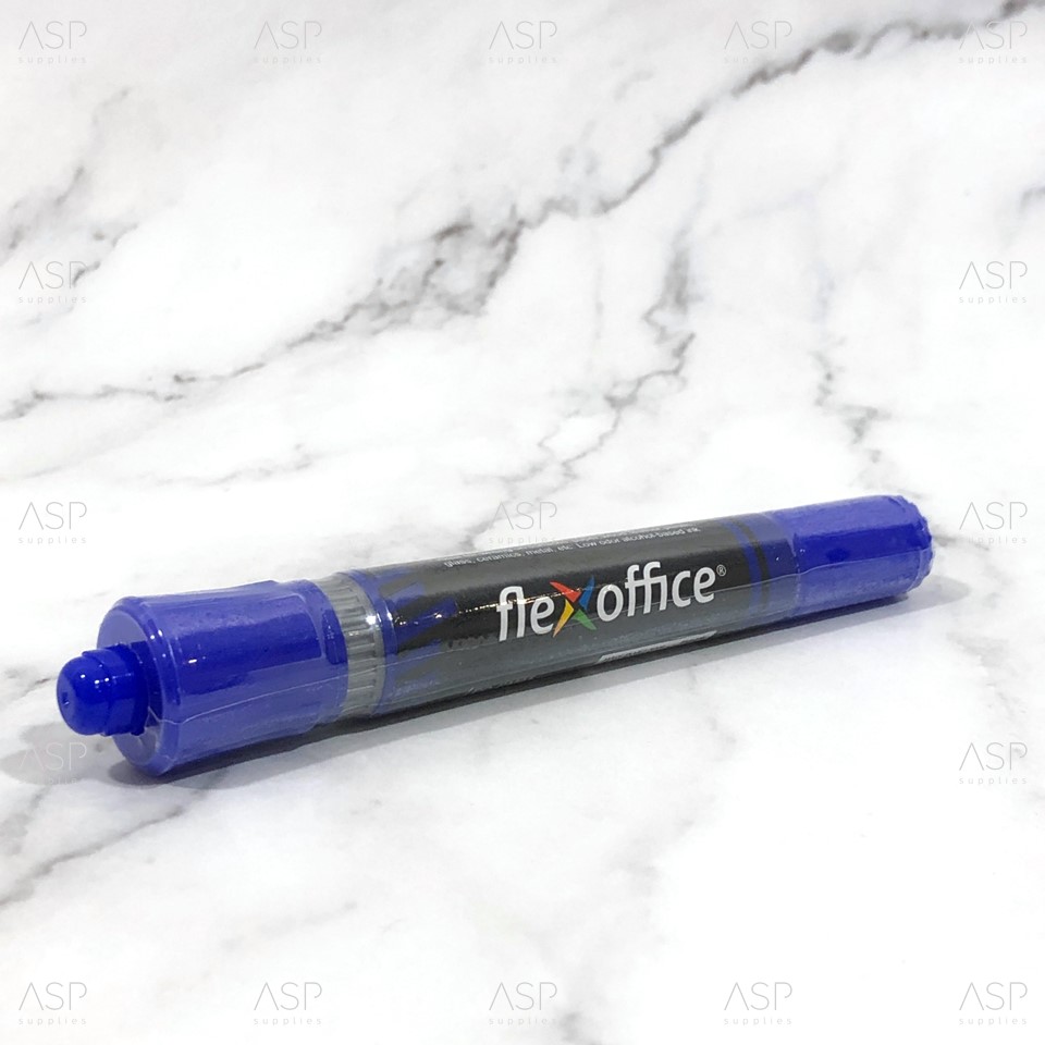 ปากกาเคมี 2 หัว Permanent Marker Flex Office สีน้ำเงิน ปากกามาร์คเกอร์ ...