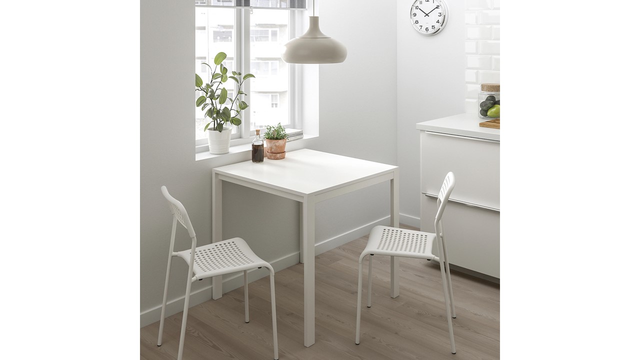 MELLTORP / ADDE Table and 2 chairs, white, white, 75x75 cm (เมลทอร์ป ...
