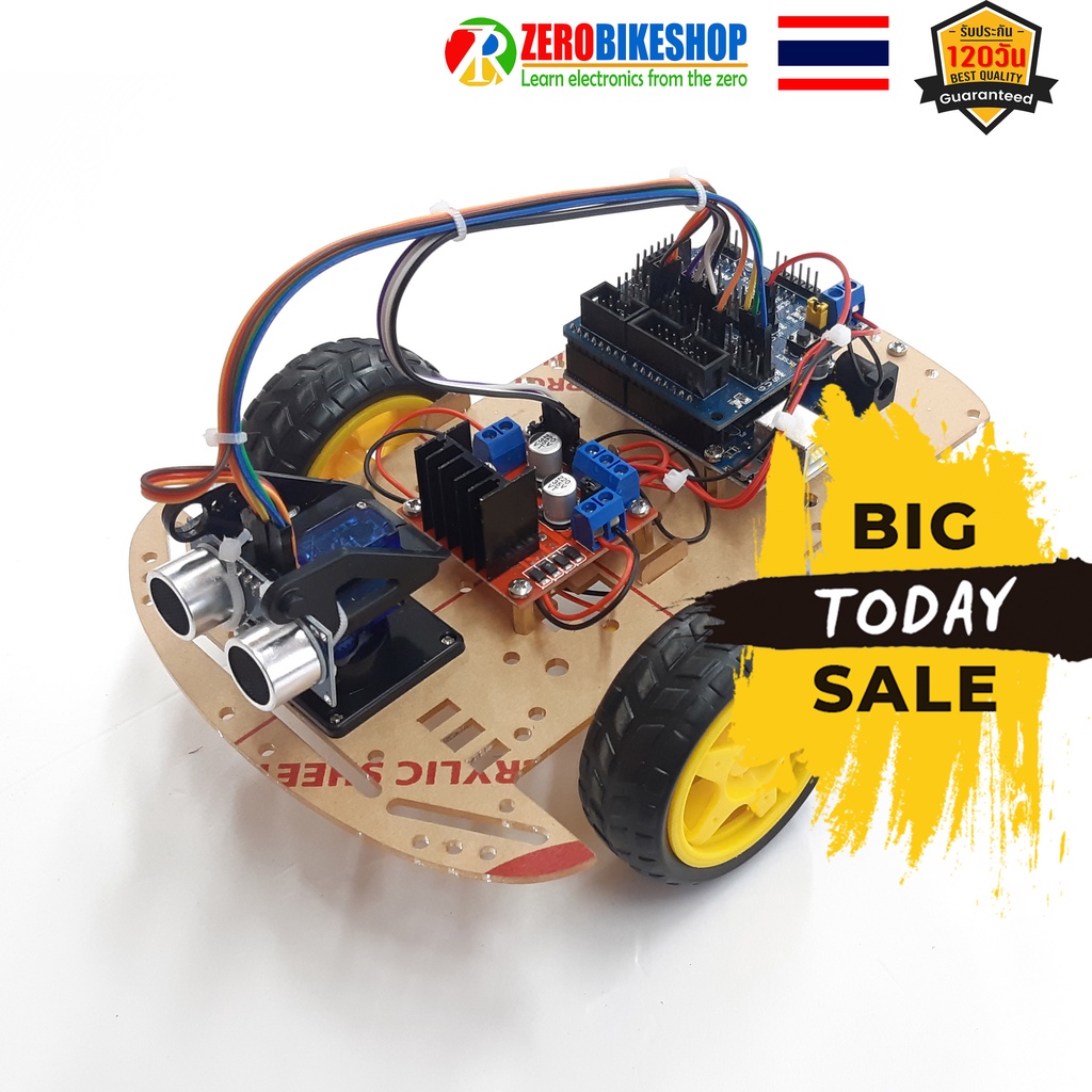 โปรแรง **พร้อมส่ง จากไทย** Arduino Robot Kit 2WD Ultrasonic Arduino ...