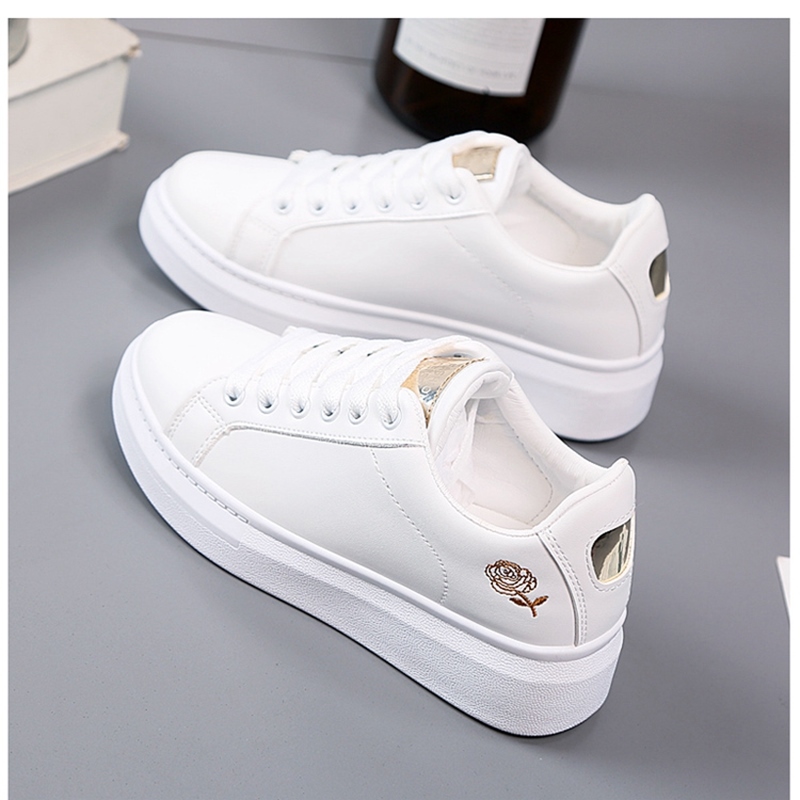 New Spring Autumn Real Super Slim Small White Shoes Fashion Embroidered ...