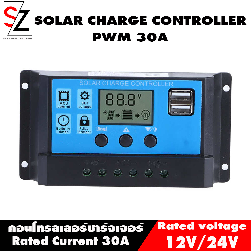 30A PWM charge controller solar charge controller PWM 30 amp 12 V24 v LCD display dual channel ...
