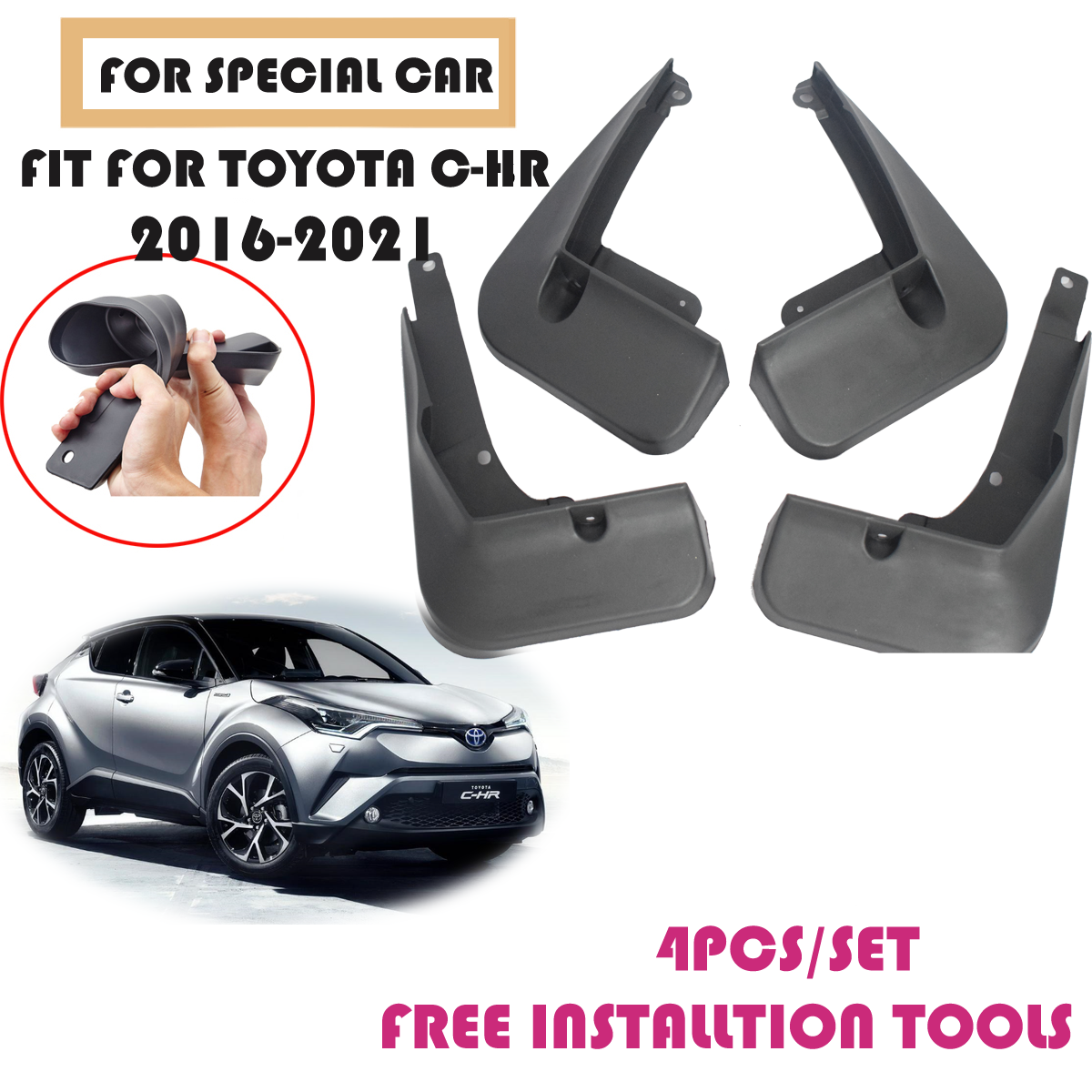 รถ Mud Flaps Splash Guards เหมาะสำหรับ TOYOTA CHR C-HR 2016 2017 2018 ...