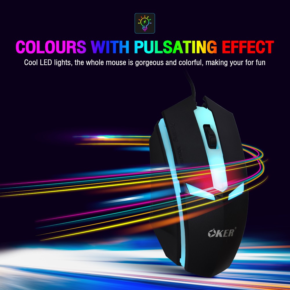 ส่งเร็ว OKER OP-165 WIRED LED MOUSE Black เมาส์สีดำ เมาส์เกมมิ้ง Gaming ...