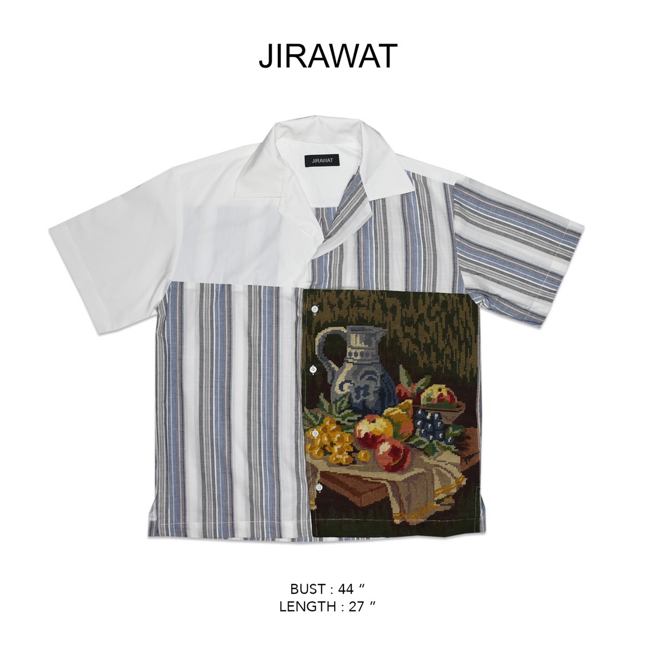 JIRAWATGEWAT Parisa Nº4 cross stitch shirt เสื้อเชิ้ตตัดต่อผ้าครอสติส ...