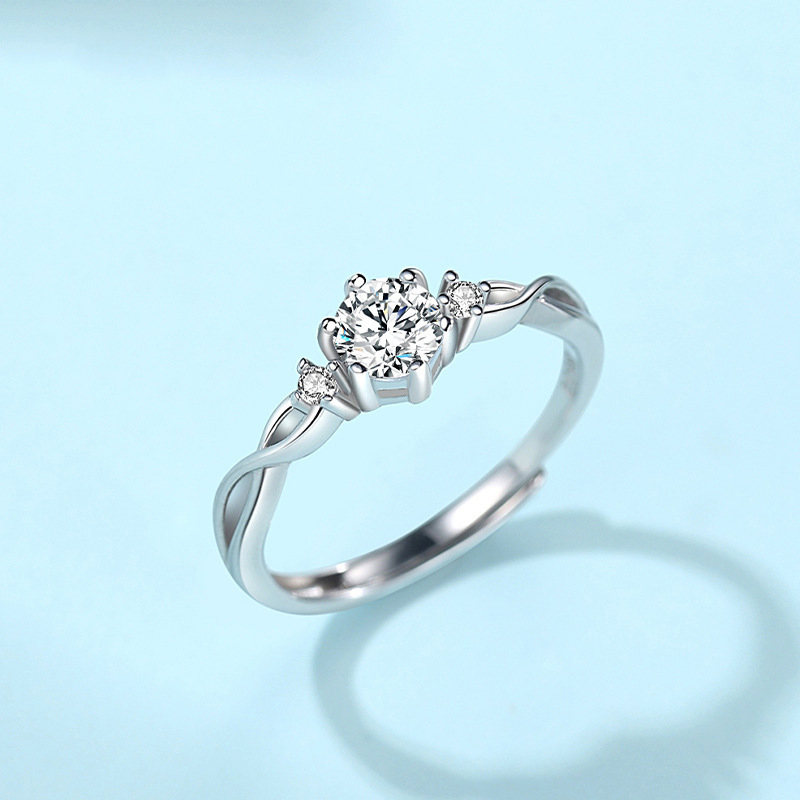 เพชรแท้ 100รักผู้หญิงแหวนเพชรวงกลม หินหลัก 50 แต้ม แหวนเงินแท้ S925 เพชรแท้ทุกเม็ด ปลอมหนึ่งจ่าย ...