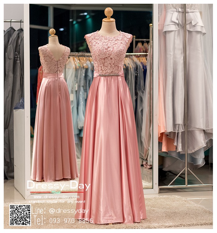 ชุดราตรียาวแขนกุด คอวี ชุดไปงานแต่งกลางคืน ชุดราตรีคนอ้วน สวย ผอม หรู ...