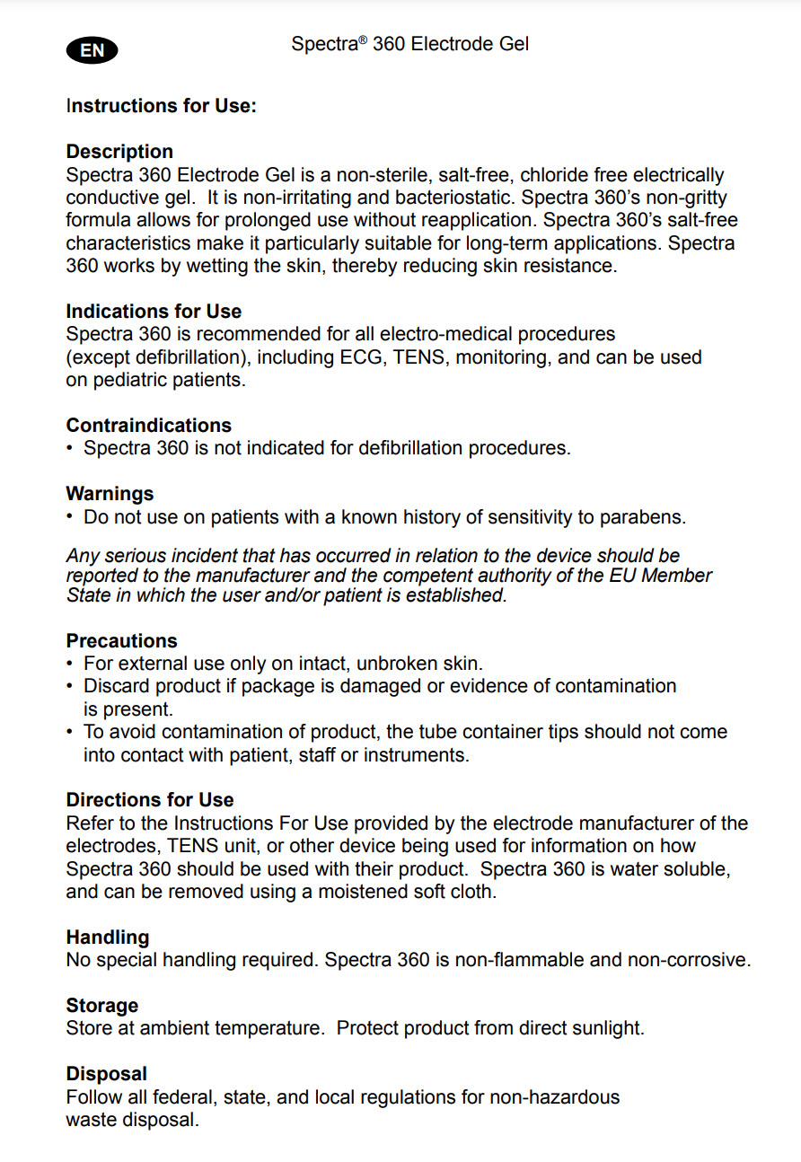 SPECTRA 360 ELECTRODE GEL สเปคตร้า 360 อิเล็กโทรไลด์ เจล ยี่ห้อ Parker ...