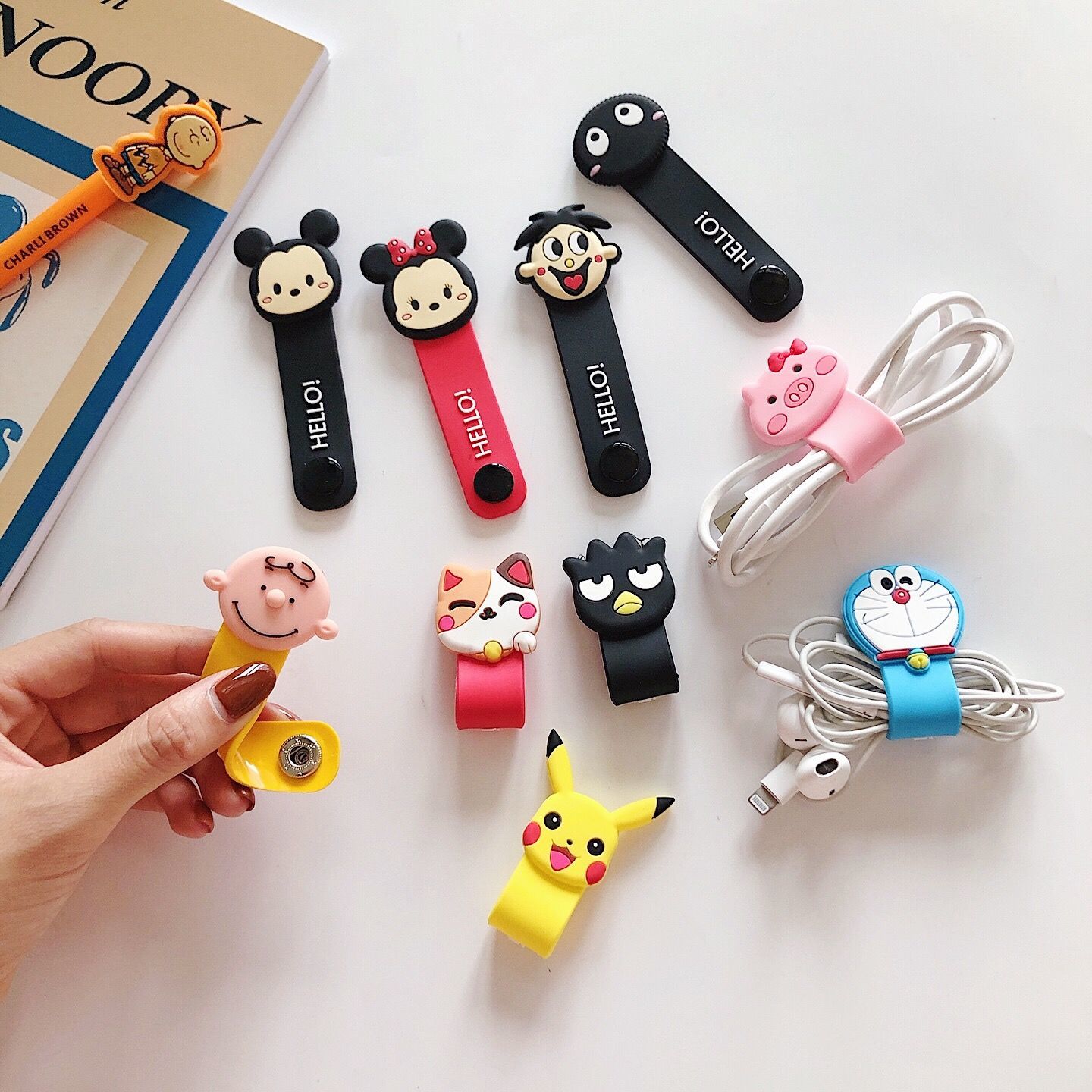 Cartoon Headset Cable Storage Data Cable Winder Cute Silicone Bundle ...