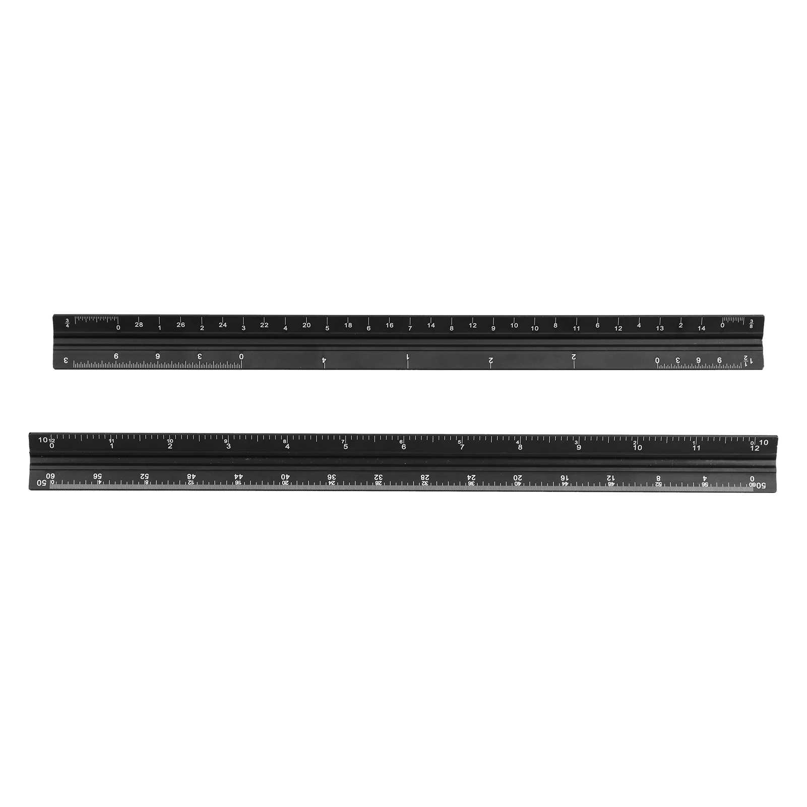 2Pcs Engineer Scale Triangular Engineer Scale Ruler Set Black Imperial ...