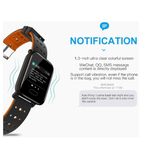 นาฬิกาอัจฉริยะ A6 Blood Pressure Smart Bracelet & TFT Full color IPS ...