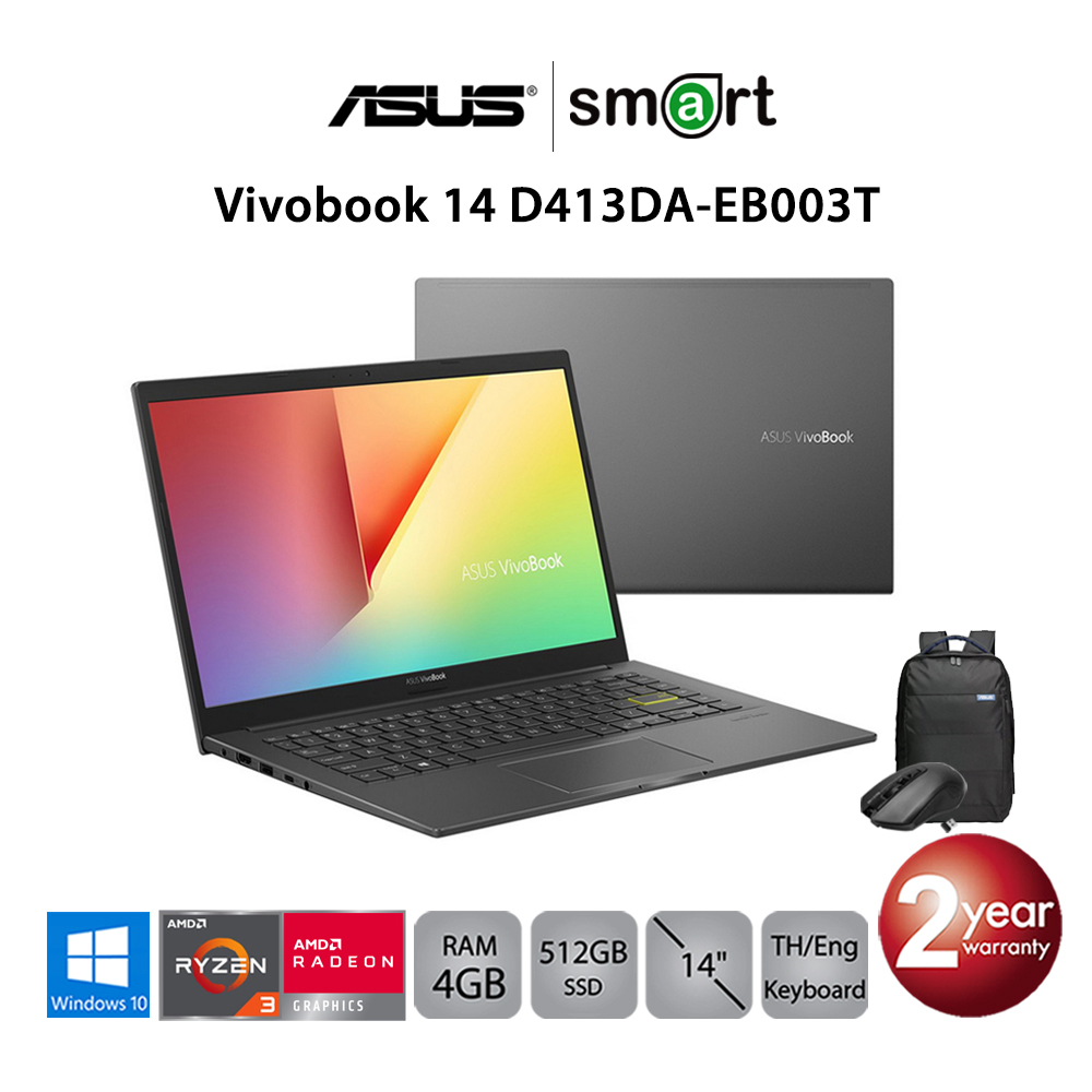 Asus Vivobook 14 D413DA-EB003T Ryzen 3 3250U/4GB/512GB/14.0/Win10 (Bespoke Black) - Smart ...