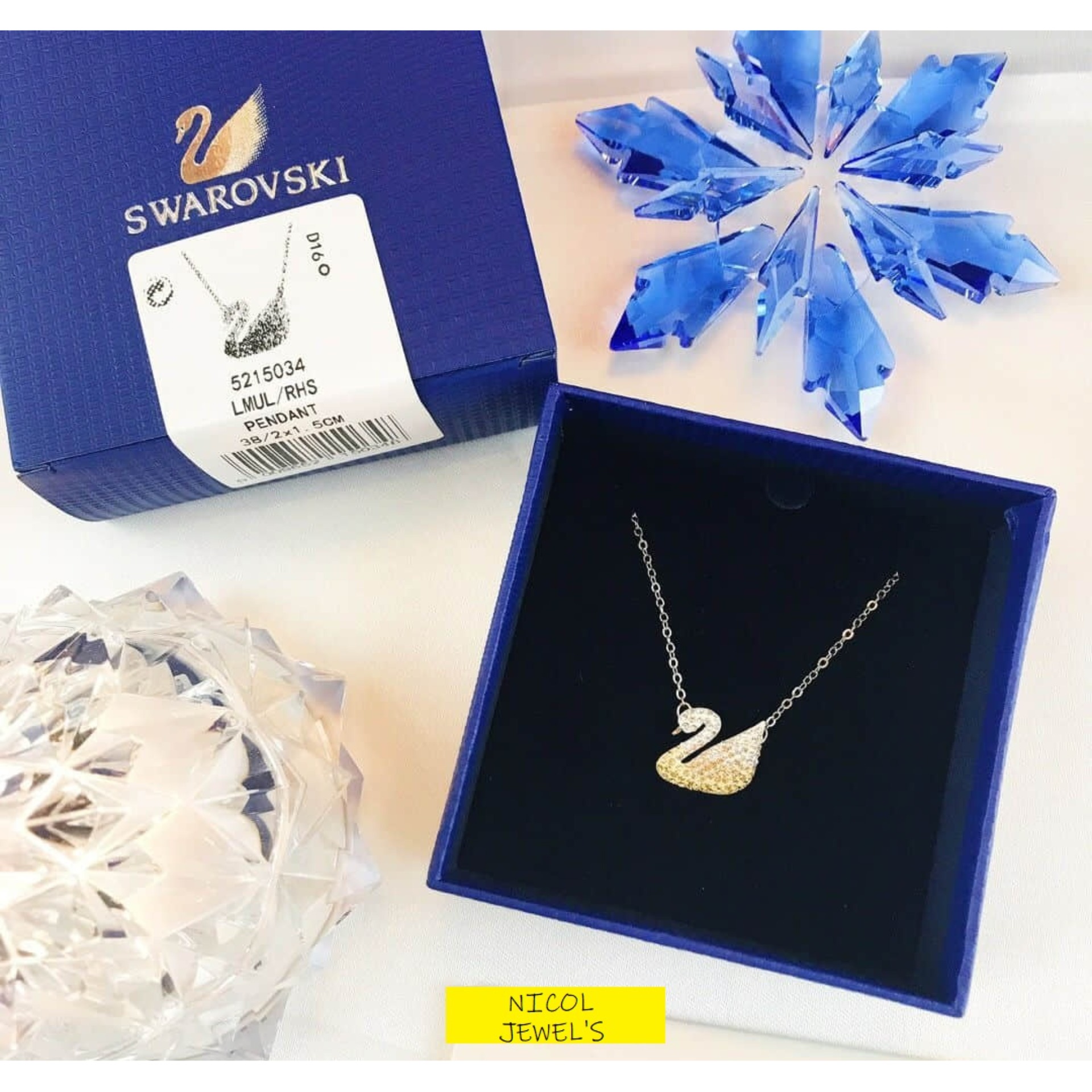 SWAROVSKI S925 เงินด้วยทองคำจี้สร้อยคอหงส์ | Swarovskiแท้|Sarovski|Swaroski|สร้อย swarovski ของ ...