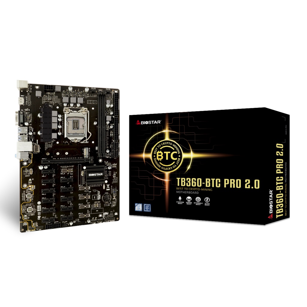 BIOSTAR TB360 BTC PRO 2.0 MAINBOARD For Minning (12GPU)(รองรับการ์ดจอ12ใบ) เมนบอร์ด btc Intel ...