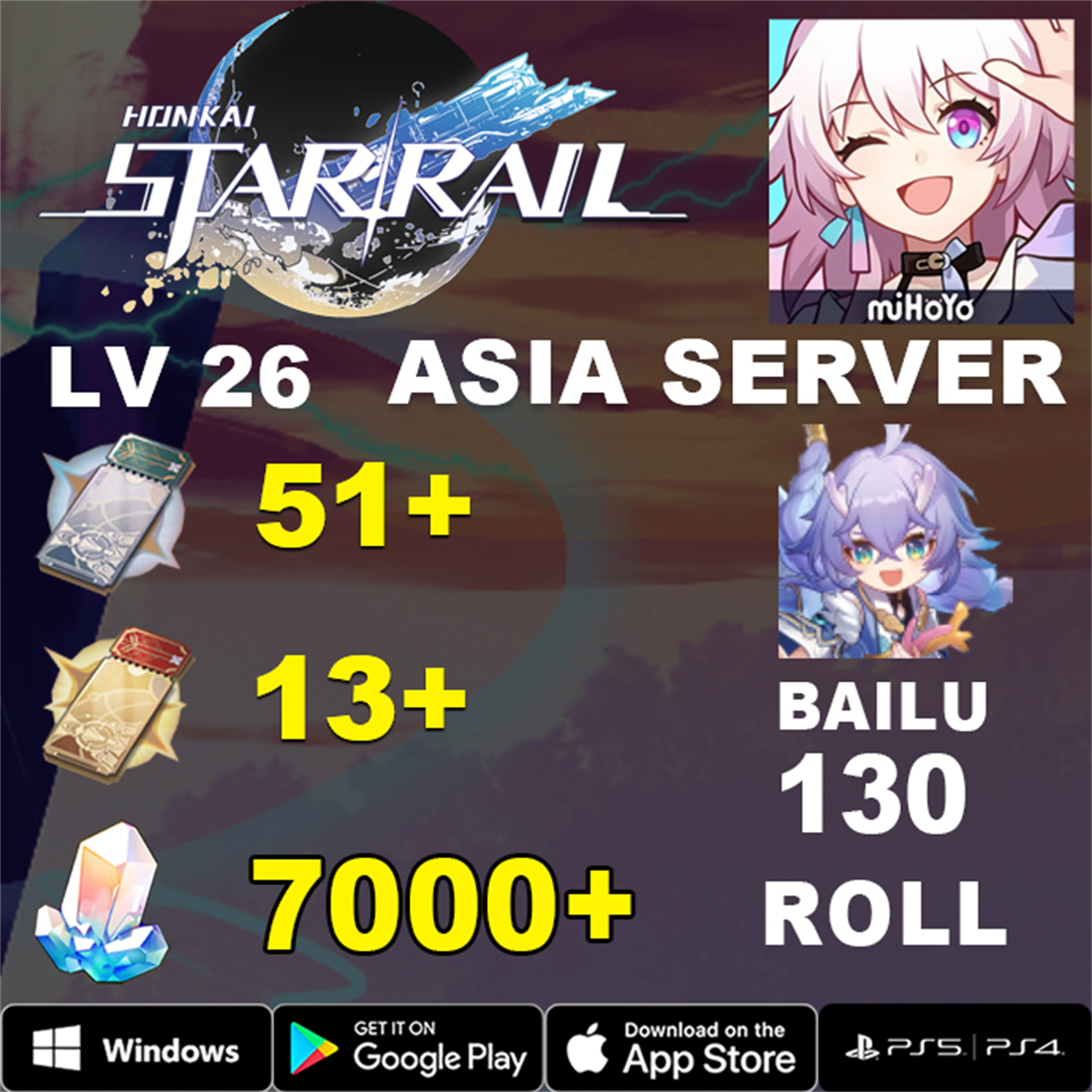 Honkai Star Rail ID Start 5 stars125ROLLScharacters seelee Jing Yuan Gepard Bronya Action Fgures ...