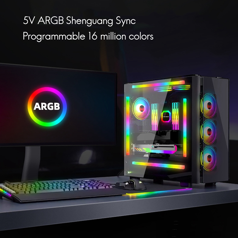 COOLMOON F300 Chassis Light Bar 3PINx2+4PIN 5V ARGB Desktop Computer ...