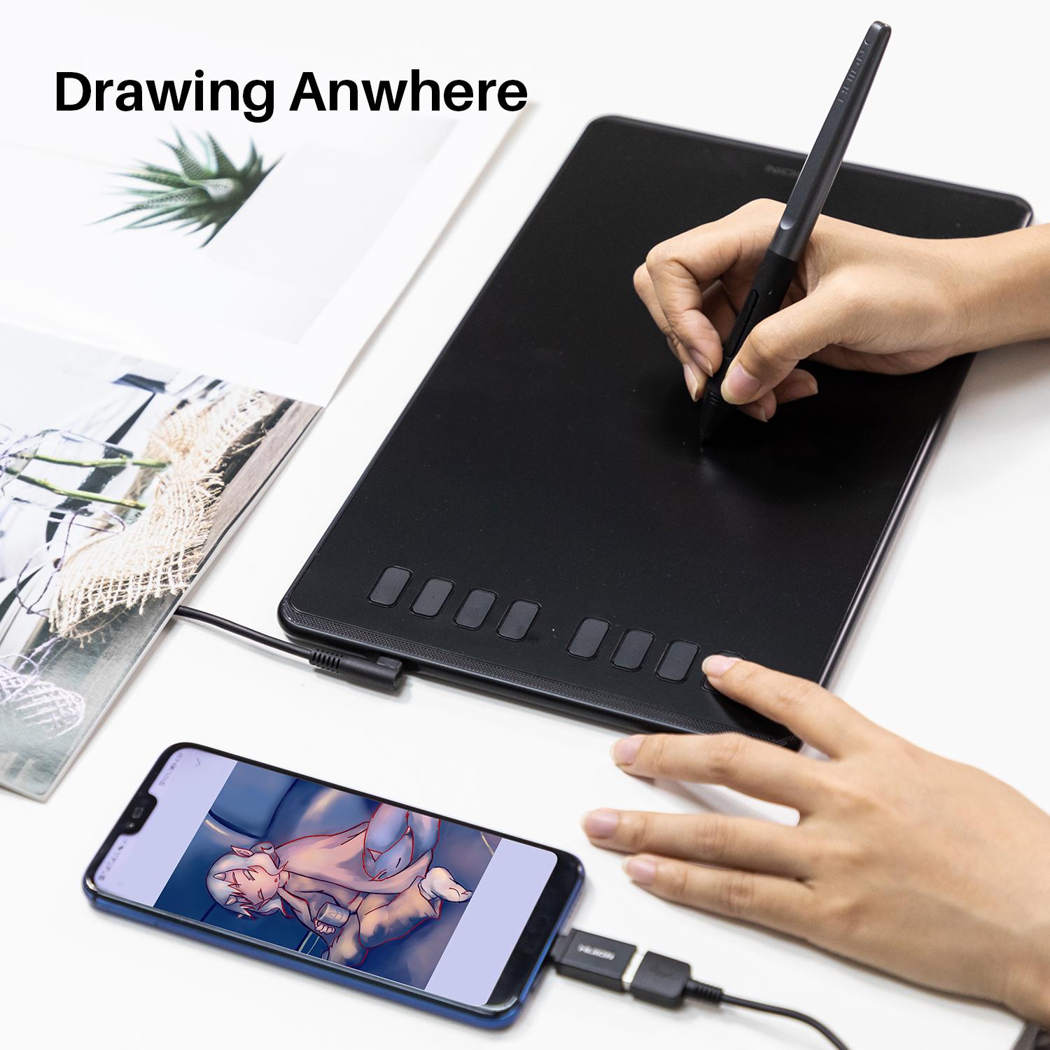 Huion Inspiroy H950P Graphics Drawing Tablet with Tilt Feature Battery-Free Pen 8192 Pressure ...