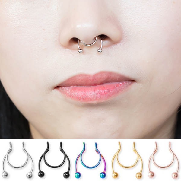 ห่วงจมูก ต่างหู ไม่ต้องเจาะหู ตุ้มหู จิว ห่วงปาก Fake Nose Piercing Fake Nose Ring Hoop Septum ...