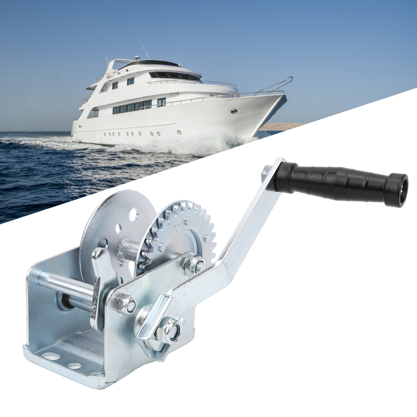 600LBS Metal Trailer Capstan Hand-cranking Winch อุปกรณ์เสริมสำหรับเรือ ...