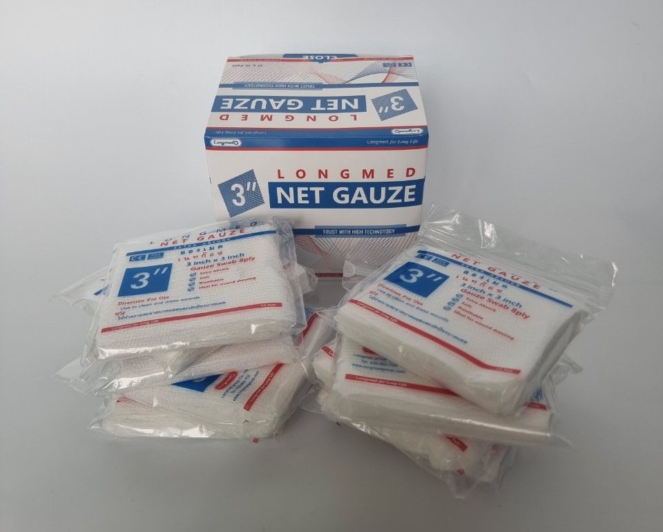 NET GAUZE ก๊อซพับ ผ้าก๊อซปิดแผล ก๊อซฝ้ายแท้ (Gauze Swab) ขนาด 3x3 นิ้ว8 ...