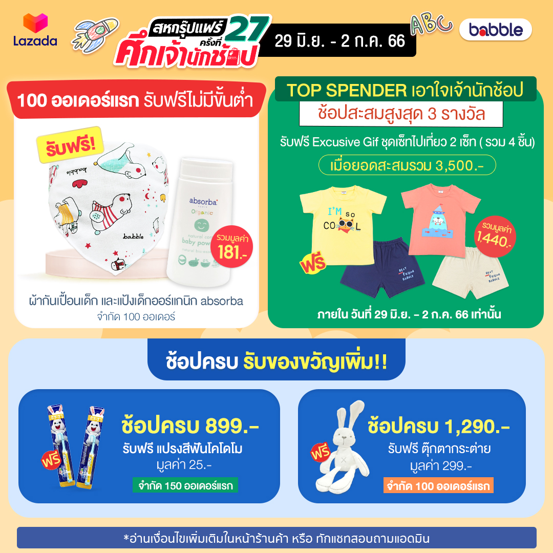 New Arrival BABBLE ชุดนอนเด็ก ชุดเซตเด็ก ผ้าฝ้าย100 อายุ 6 เดือน ถึง 7 ปี คอลเลคชั่น Cute Teddy ...