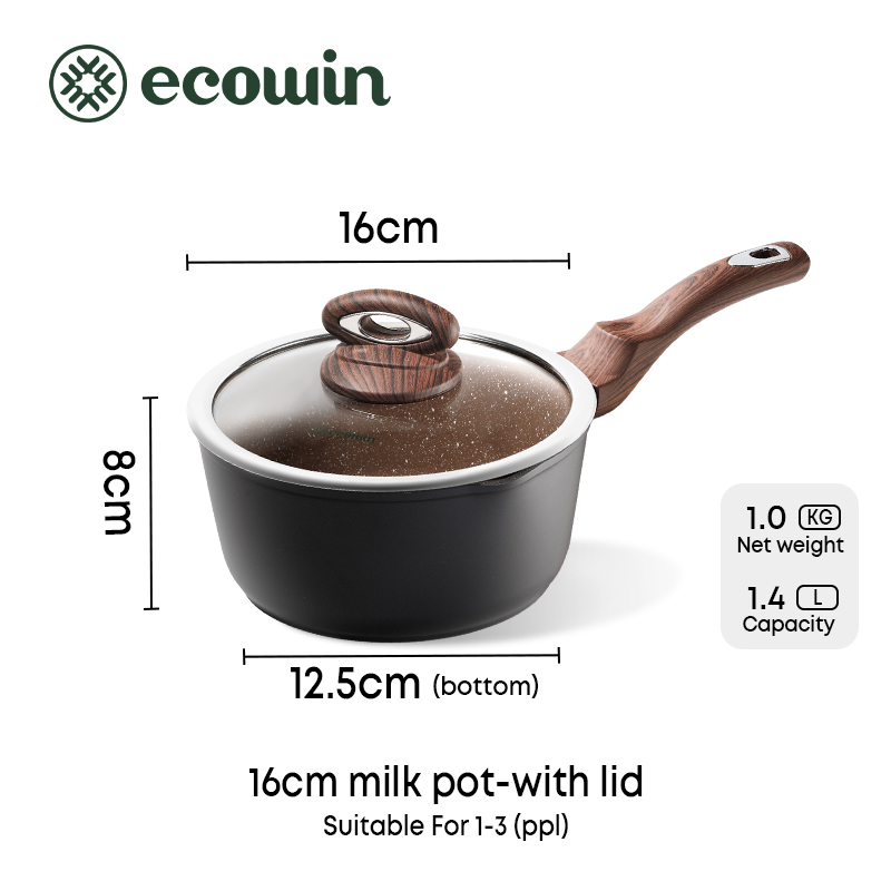 Ecowin Maifan หม้อหิน กระทะเคลือบหินอ่อน หม้อเซรามิก หม้อนม ไม่ติดก้น สำหรับใช้ในครัวเรือน ขนาด ...