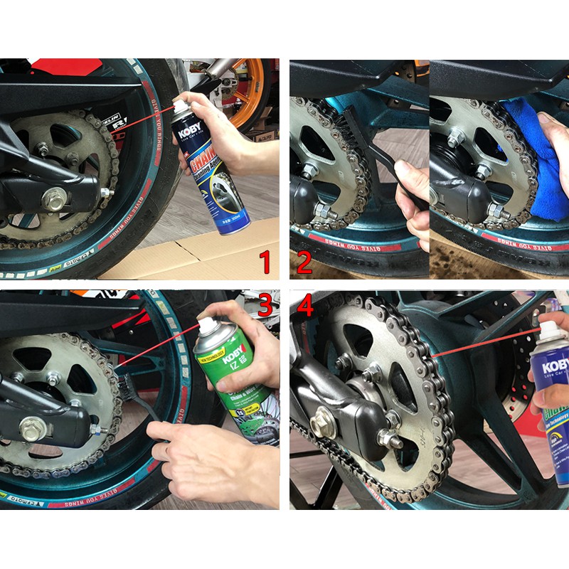 KOBY น้ำยาล้างโซ่ CHAIN CLEANER สเปรย์หล่อลื่นโซ่ CHAIN LUBE +แถมฟร ...