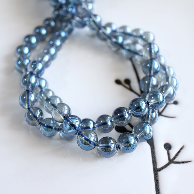 natural blue angel aqua aura crystal quartz 6-10mm round loose beads jewelry making DIY for ...