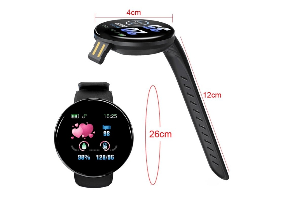 D18 smartwatch 2021 นาฬิกาสมาทวอช นาฬิกาเพื่อสุขภาพหน้าจอสี นาฬิกา ...