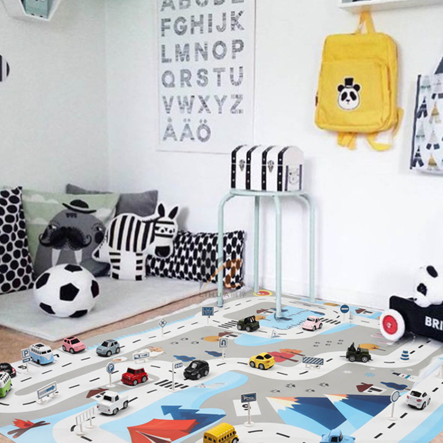 19pcs Kids City Road Playmat Taffic Car Highway Map Blanket City Scene ...