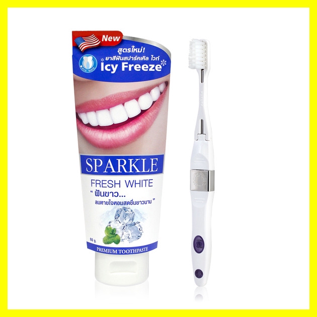 Sparkle Set 2 Items Ionic Toothbrush White (SK0293) + White Toothpast 60g (SK0049). - shop_sabuy ...