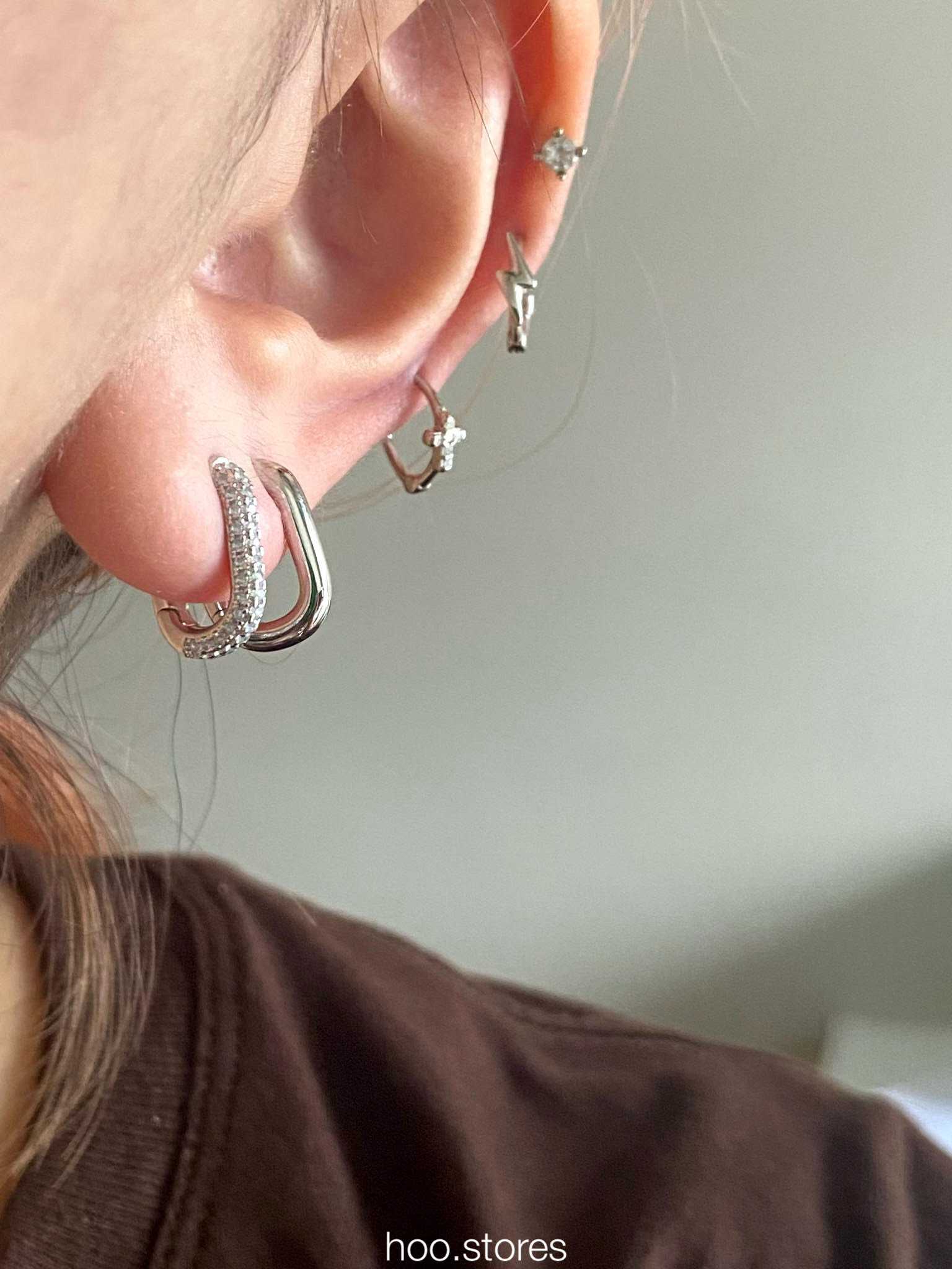 all silver 925 hoo.stores Classy U U Hoop (Rhodium18k Gold plated) ต่างหูห่วงเงินแท้ s925 ท้ัง ...