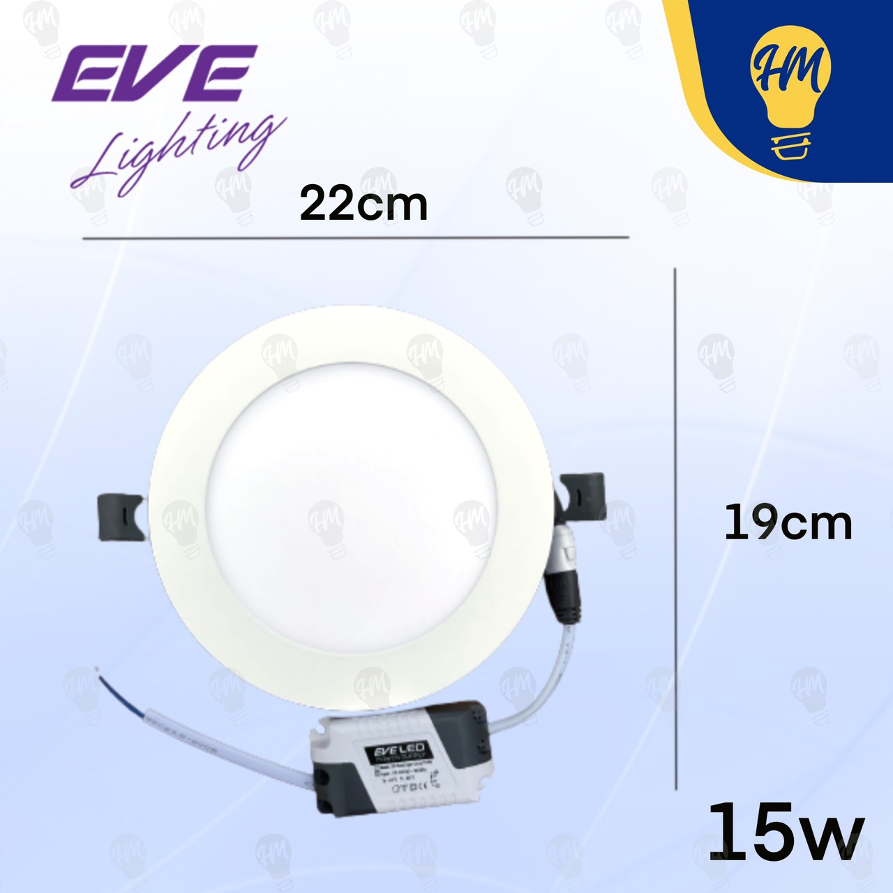 EVE Panel ดาวน์ไลท์ LED 9w.กลม แสงขาววอร์ม รุ่น กล่องม่วง (อายุใช้งาน ...