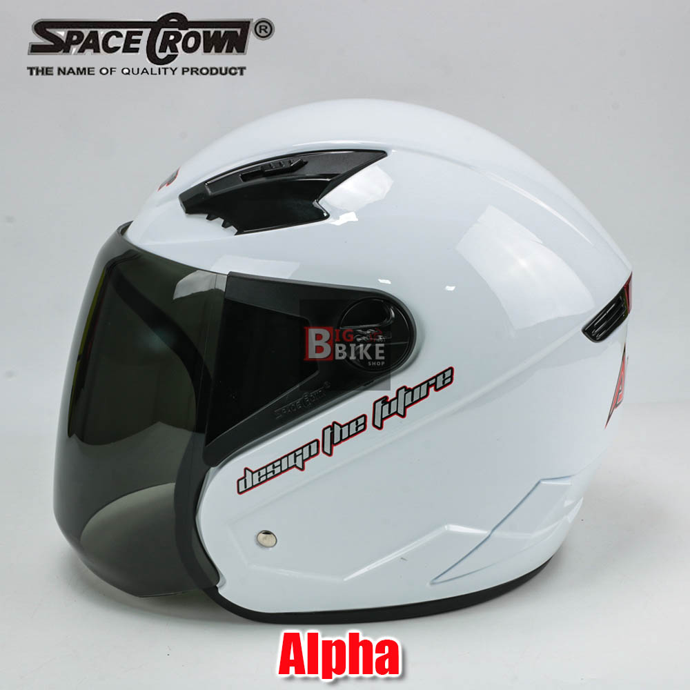 SPACE CROWN หมวกกันน๊อค รุ่น ALPHA รุ่นพิเศษ ด้านหลังมีแถบสะท้อนแดง โดด ...