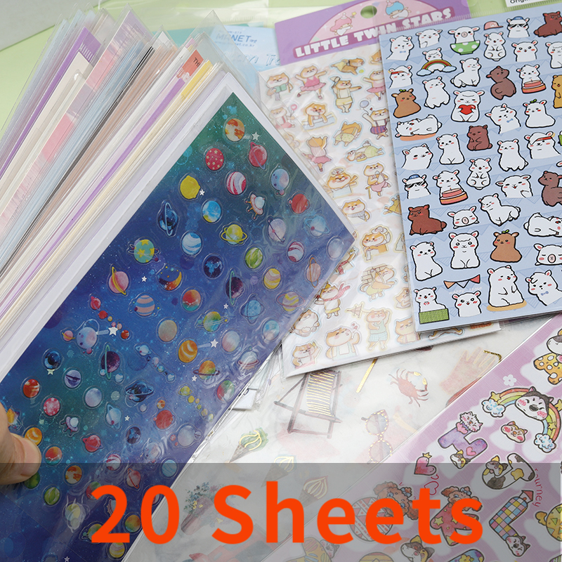 20 Sheets Cute Korean Cartoon Sticker DIY Scrapbooking Junk Journal ...