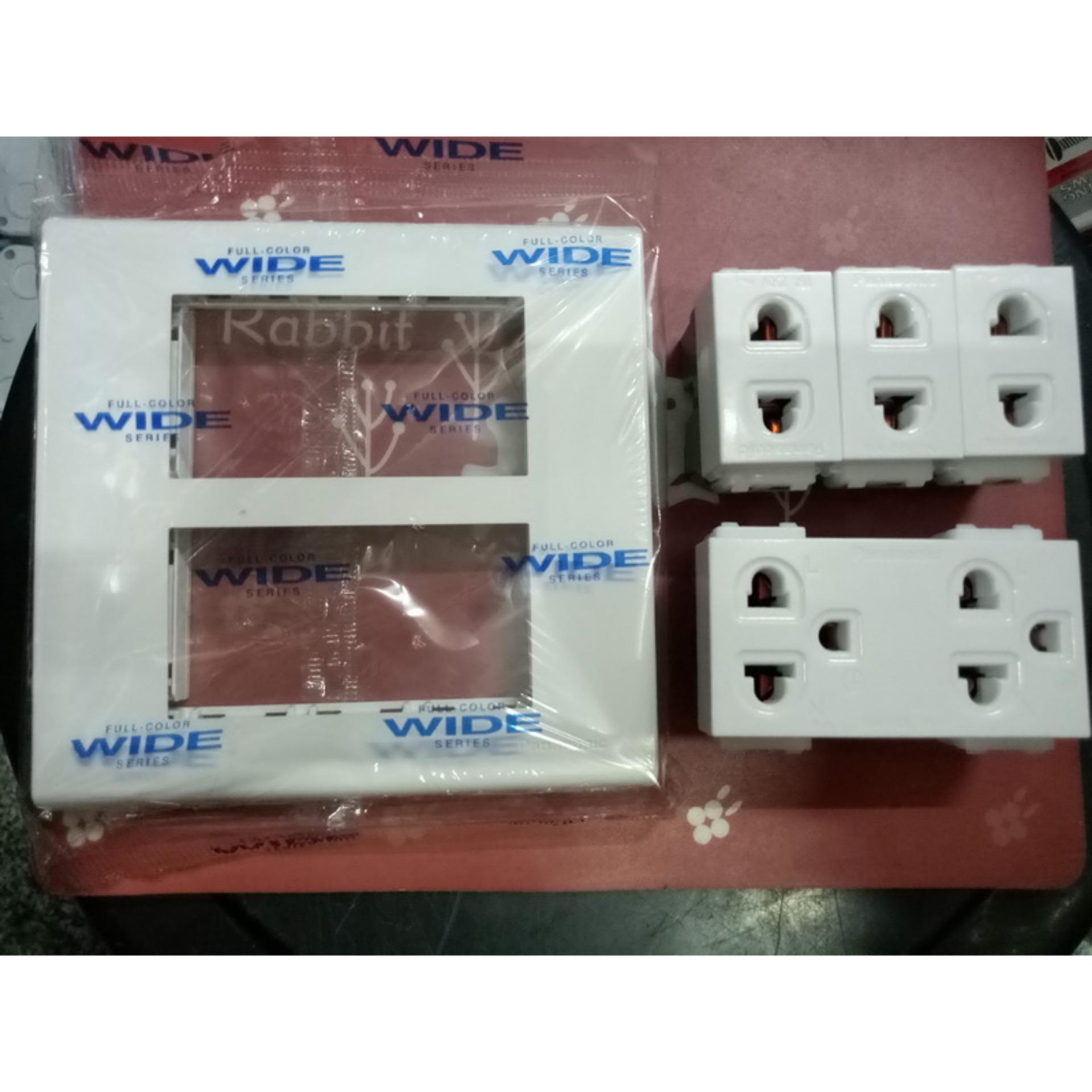 ปลั้กไฟฟ้าพร้อมใช้งาน หน้ากาก6ช่อง ปลั้ก2รู 3ตัว ปลั้กกราว์คู่1 ชุดหน้ากากสวิทซ์ ปลั้ก ตราช้าง ...