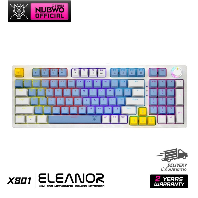 คีย์บอร์ดเกมมิ่ง NUBWO X801 Mechanical MINI RGB CIY มี Knob ใช้สำหรับ ปรับวอลลุ่มเสียง และไฟได้ ...