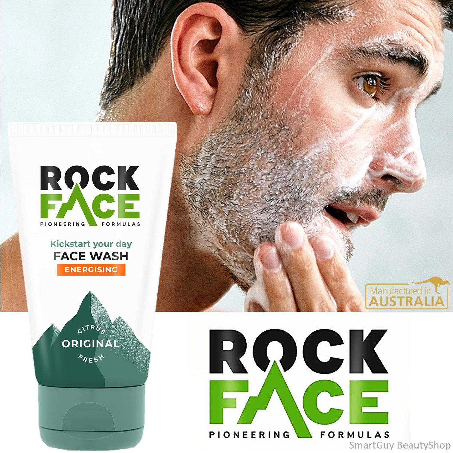 Rockface Mens Face Wash Energising Skin Detox Every Day Use 150ml คลีน ...