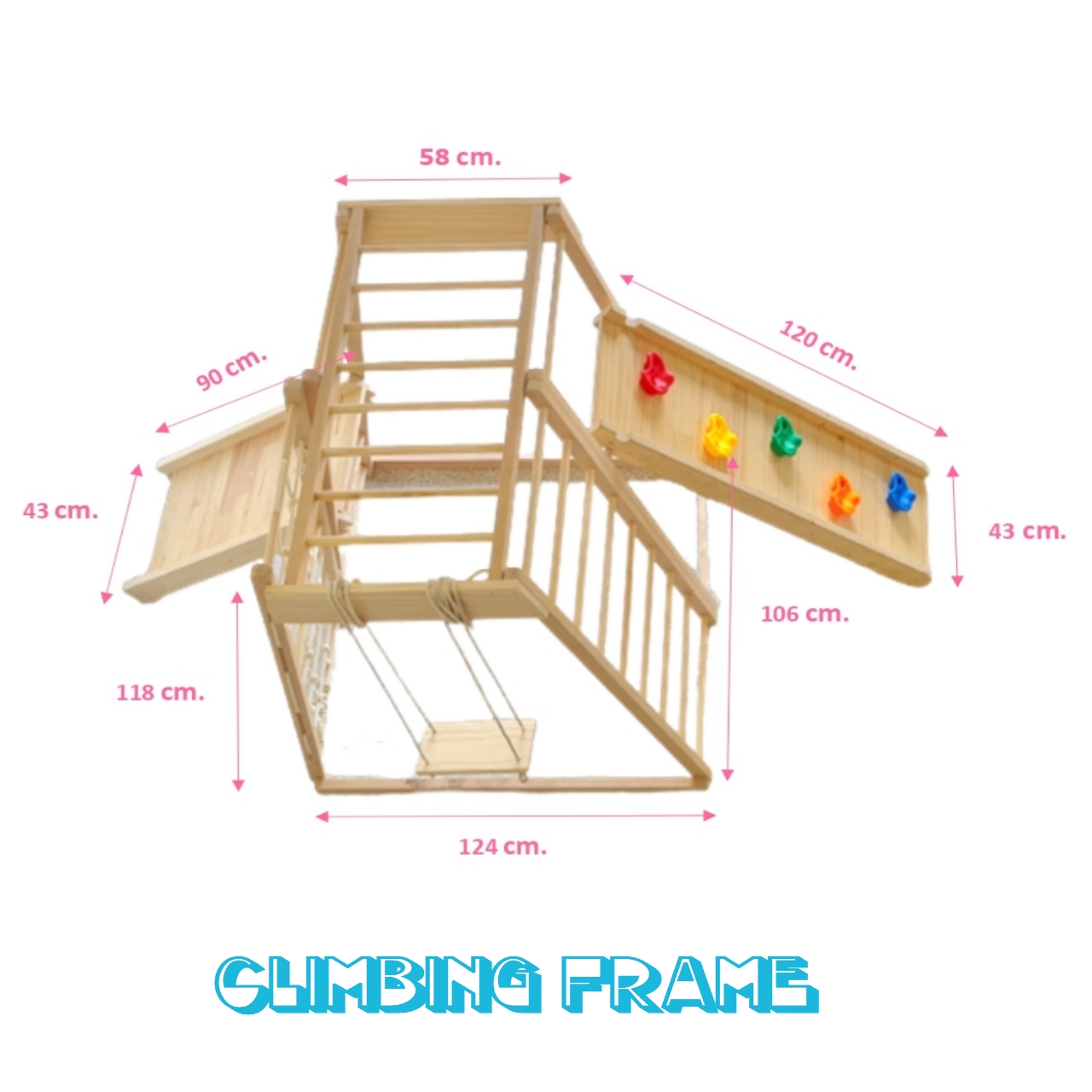 Jungle Gym Climbing Frame JG125M อุปกรณ์ปีนป่าย ชุดปีนป่าย สไลเดอร์ 2 ...