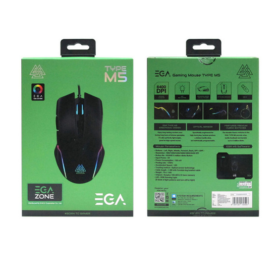 EGA Type M5 Gaming Mouse เมาส์เกมมิ่งมาโคร 6400DPI พร้อมโปรแกรมปรับตั้ง ...